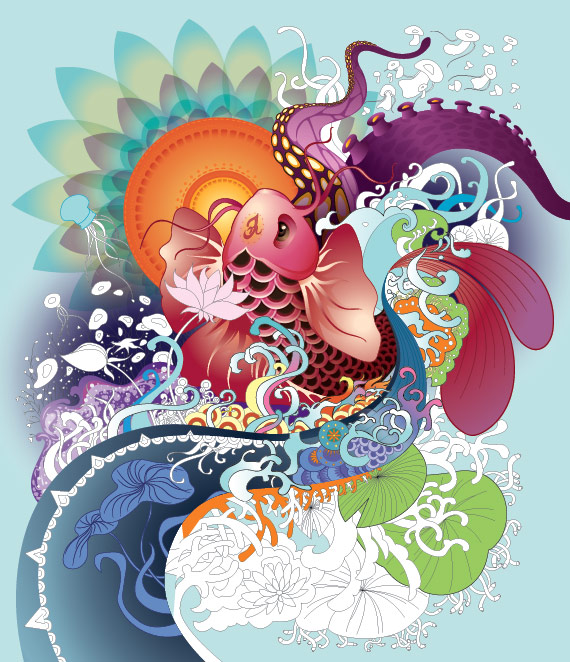 Design Process of Koi Illustration - Web Designer Wall